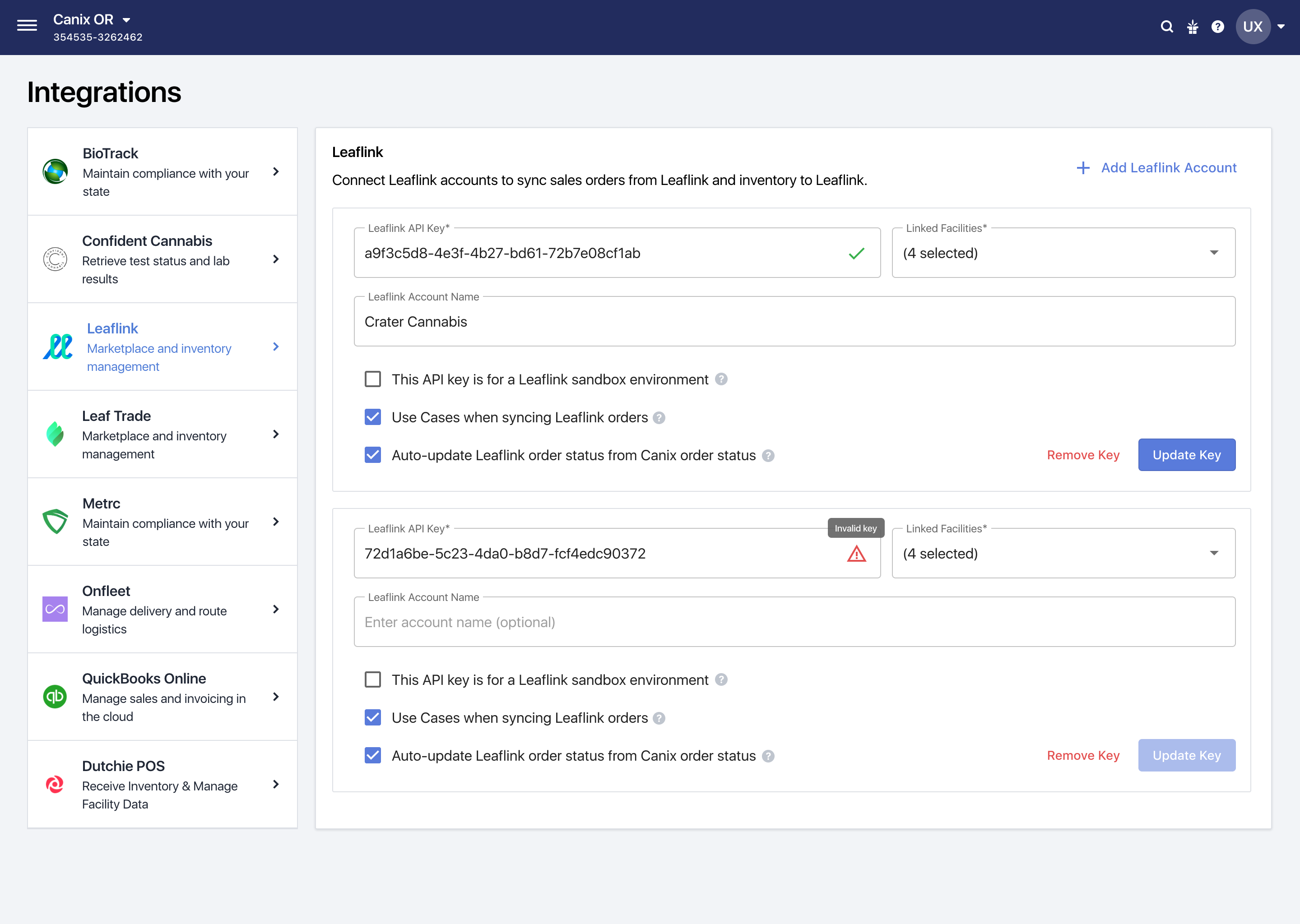 Managing Multiple LeafLink Accounts in Canix – Canix Help Center