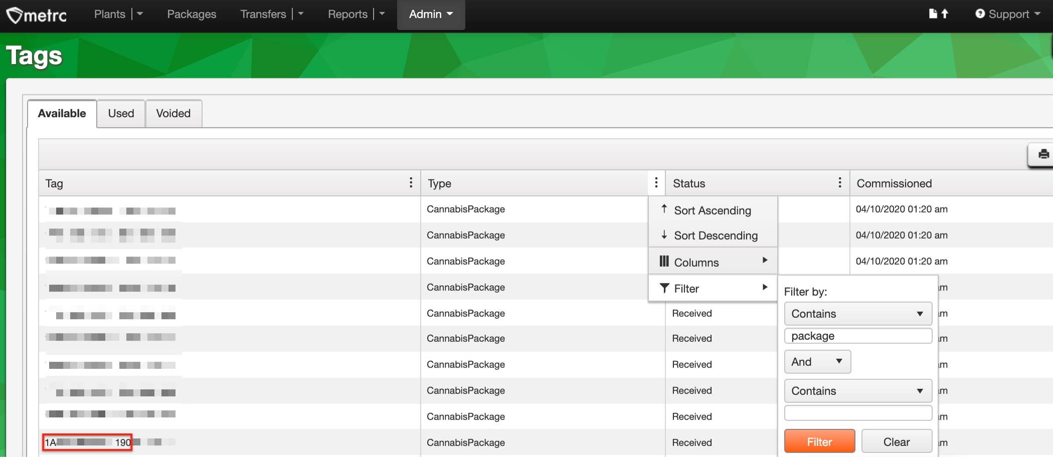 Update Metrc Package Tag Prefixes – Canix Help Center